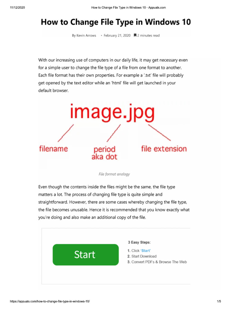 How To Change File Type in Windows 10 - Appuals | PDF