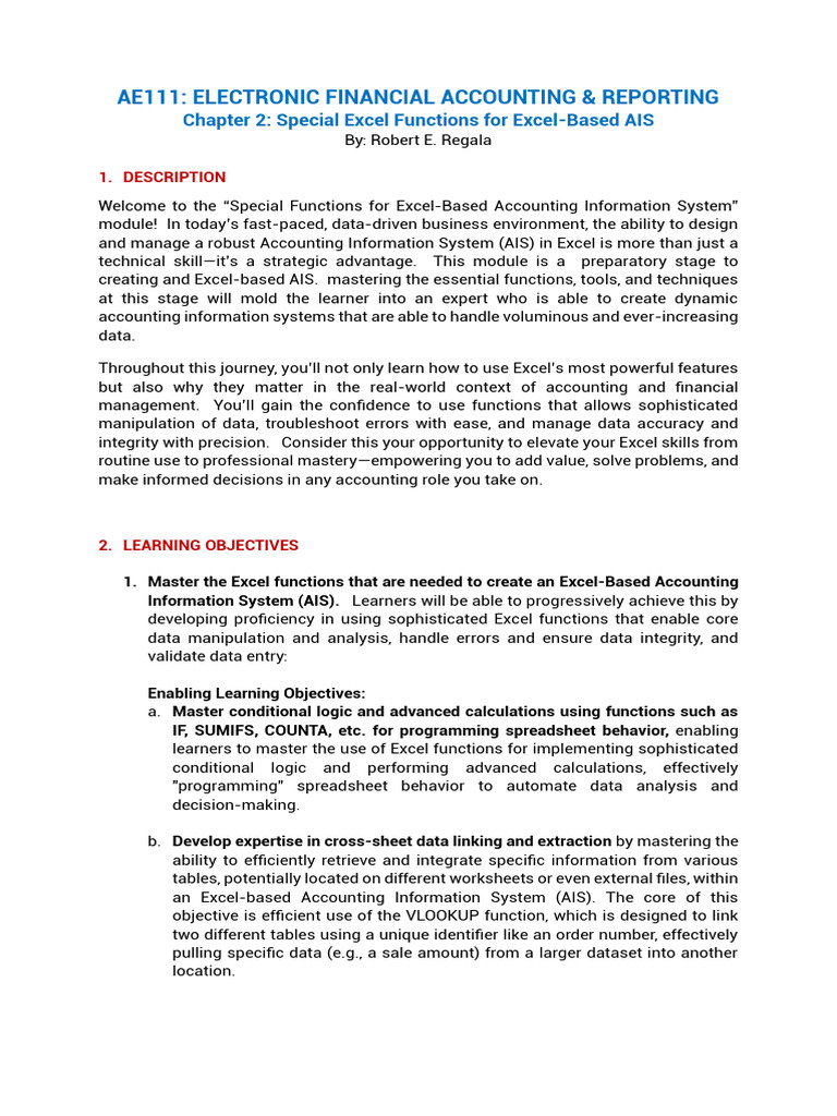 Chapter 2 Module For Students | PDF | Microsoft Excel | Spreadsheet