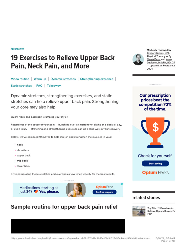19 Exercises For Upper Back Pain, Neck Pain, Tight Shoulders | PDF ...