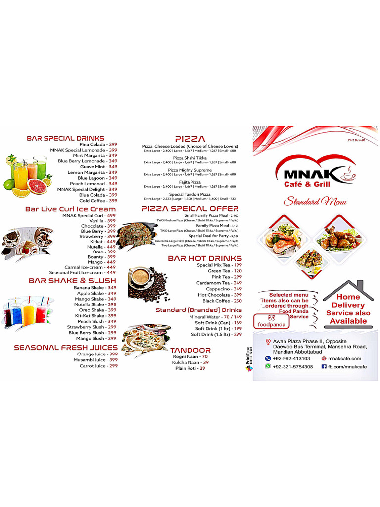 Mnak Cafe & Grill, Menu 2024 | PDF
