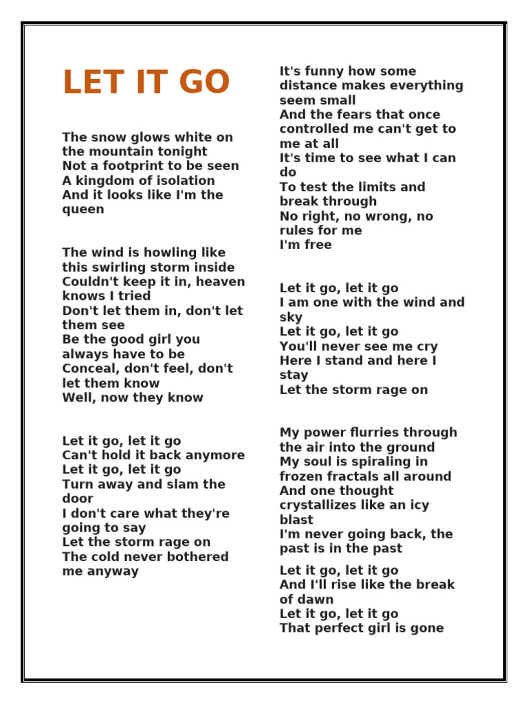Let It Go Lyrics Analysis | PDF