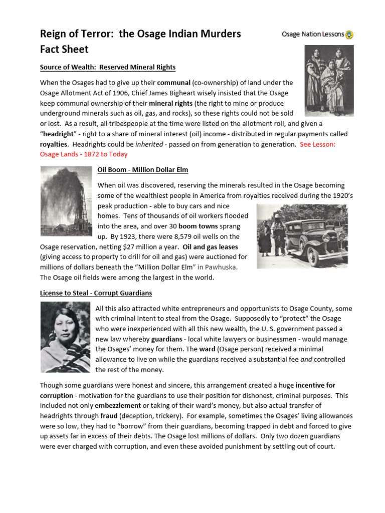 Osage Murders: A Dark Chapter in History | PDF