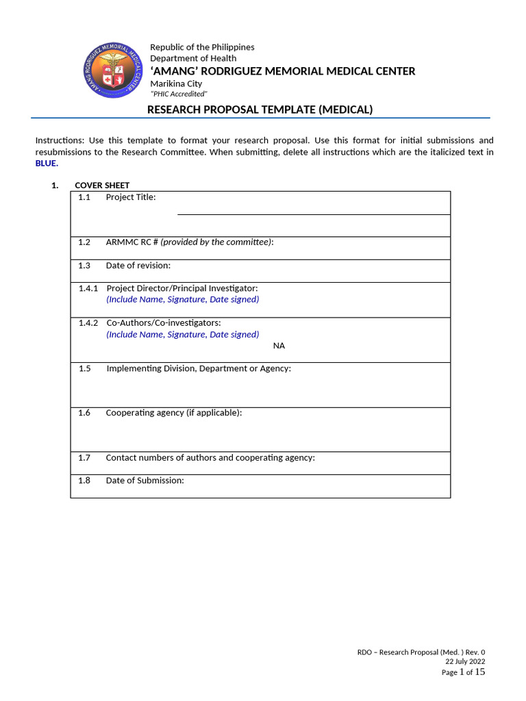 Medical Research Proposal Template | PDF | Pneumonia | Clinical Trial