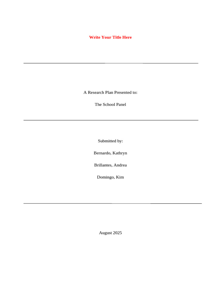 Title Page Research Plan | PDF