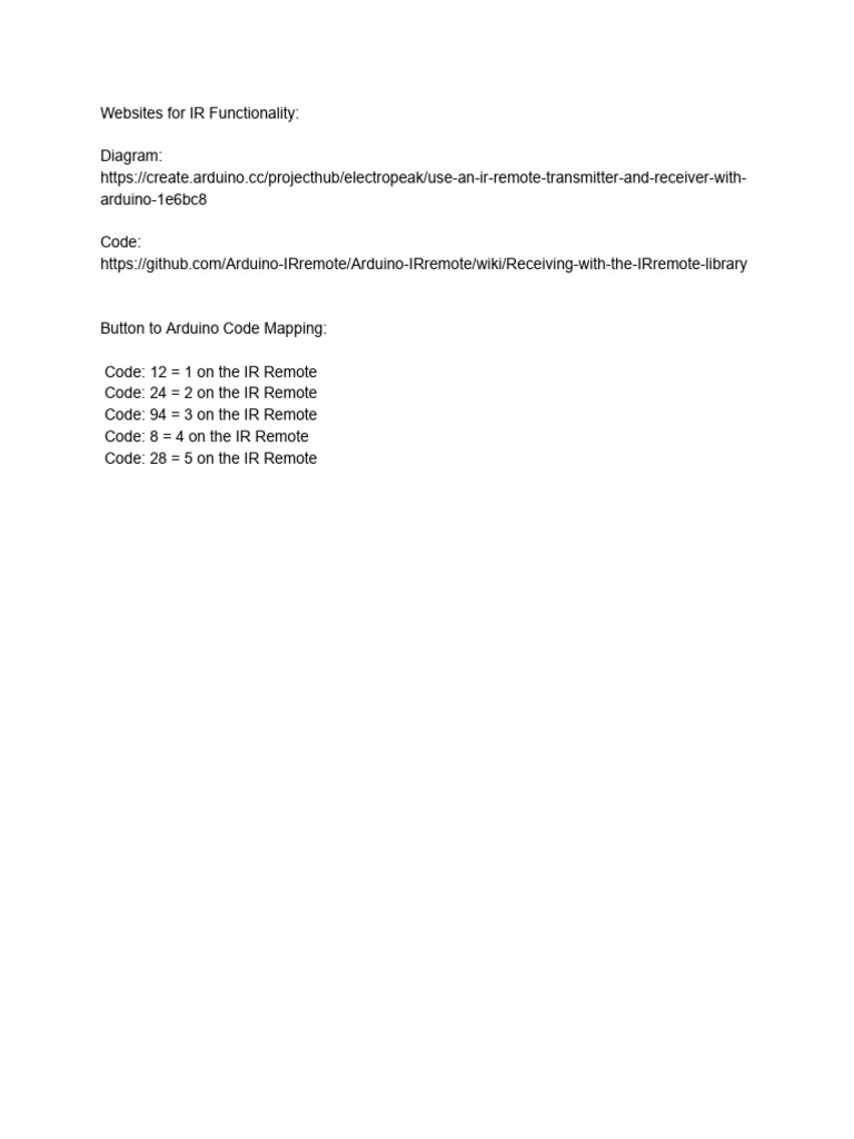 IR Codes and Websites | PDF