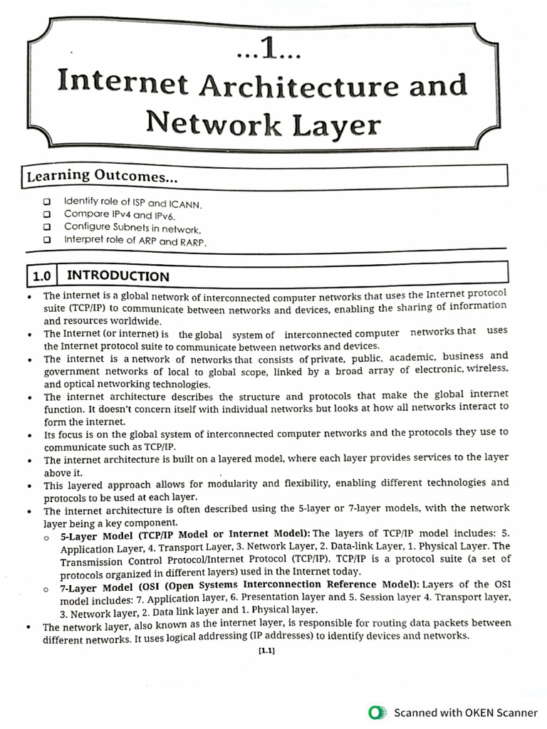 ACN Internet Architecture and Network Layer | PDF