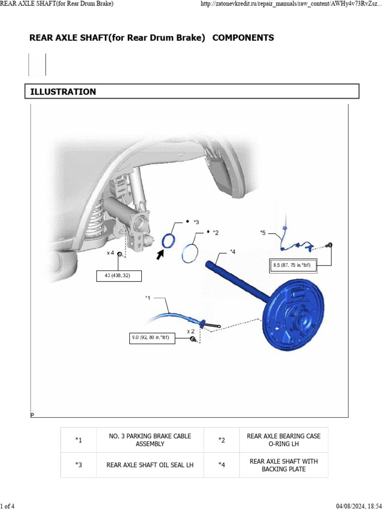 Rear Axle Shaft Components Guide | PDF | Axle | Transportation Engineering