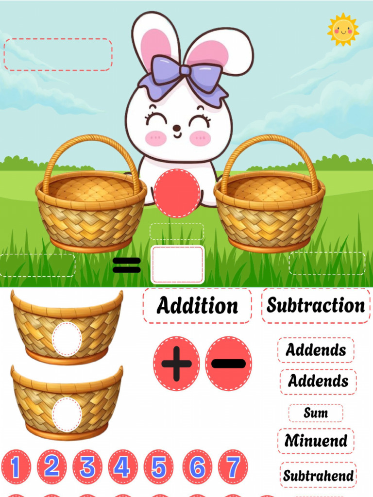 Rabbit and Carrots Addition & Subtraction Manipulative - Free Grade 1 ...