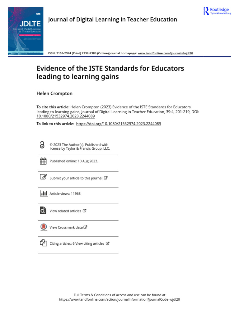 Evidence of The ISTE Standards For Educators Leading To Learning Gains ...