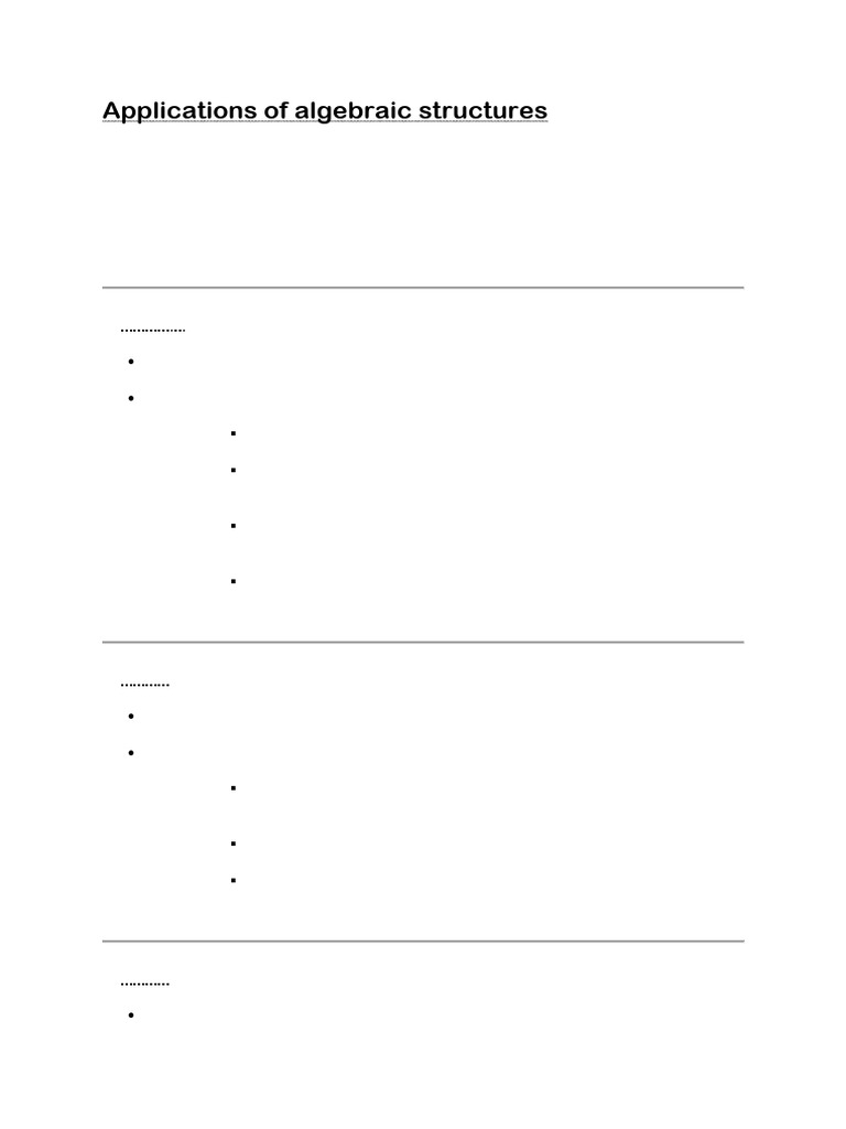 Applications of Algebraic Structures | PDF | Group (Mathematics) | Field (Mathematics)