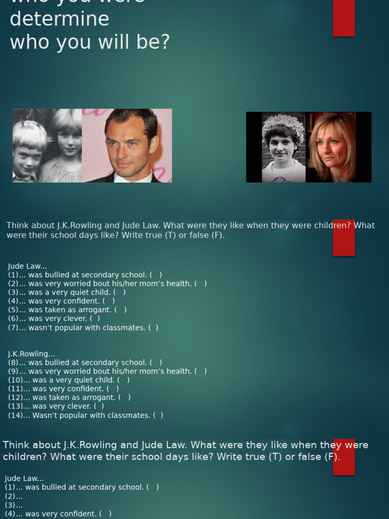 Extra Mat - Files 4th - Pre Int - U11A - P 86 - Jude Law - JK Rowling | PDF