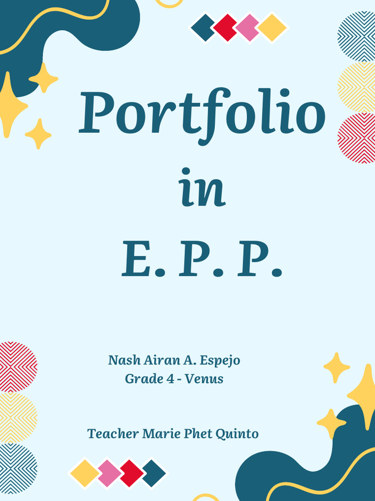 Cute Colorful Geometric Portfolio Cover Page A4 Portrait | PDF