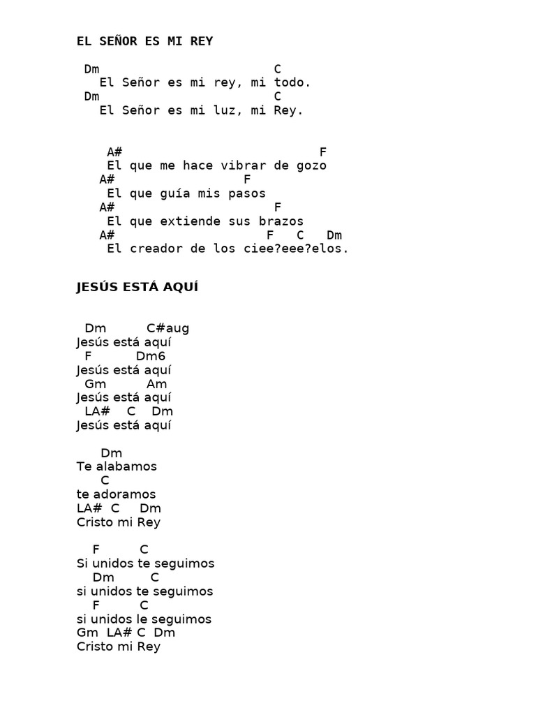 Letras de "El Señor es mi Rey" | PDF