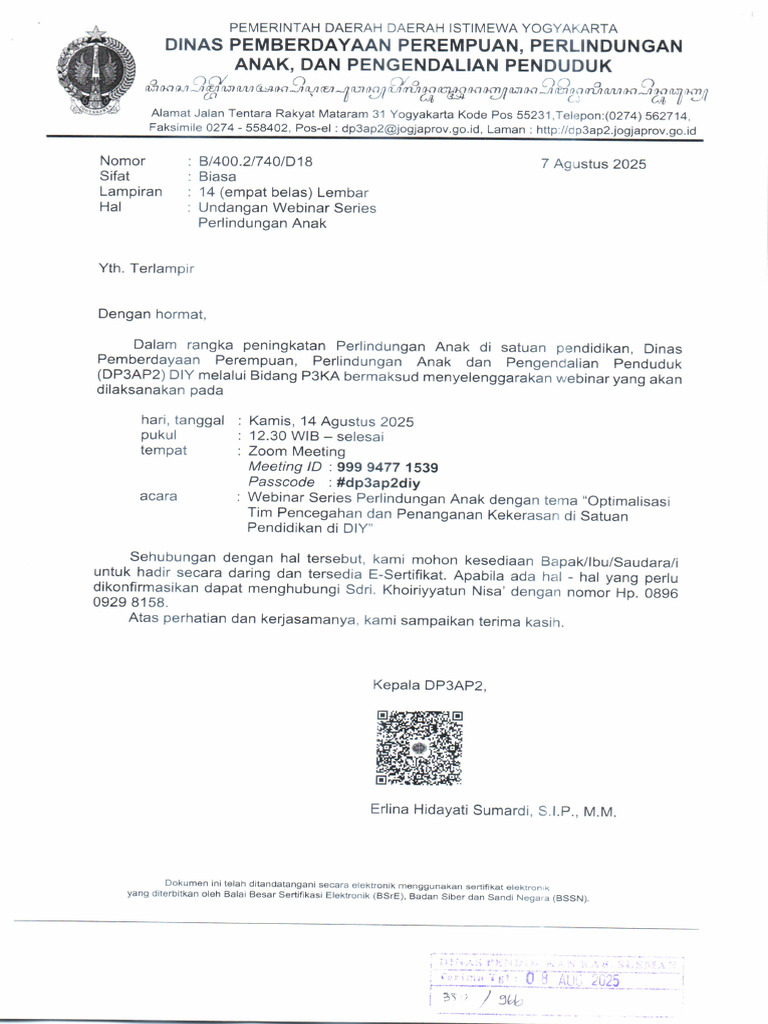 Undangan Webinar P3AP2 Provinsi DIY | PDF