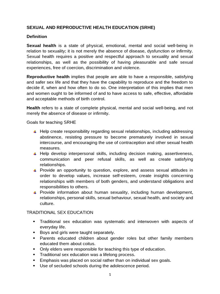 Sexual and Reproductive Health Education | PDF | Sex Education | Human ...