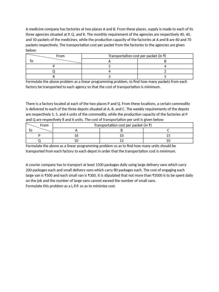 Linear Programming for Cost Minimization | PDF