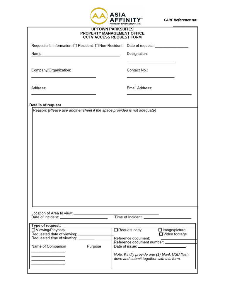 AA - Amended CCTV Access Request Form UPS | PDF