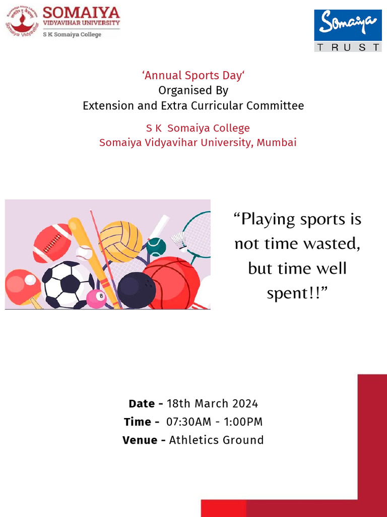 Annual Sports Day at Somaiya College | PDF