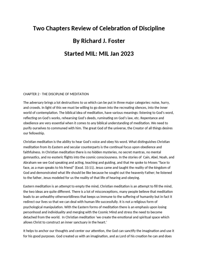 Meditation and Solitude in Discipline | PDF | Meditation | Christian ...