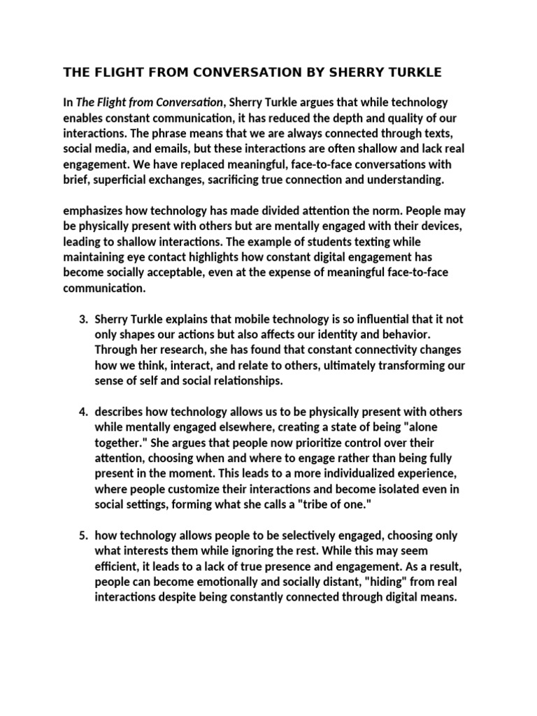 The Flight from Conversation Explained | PDF | Conversation | Communication