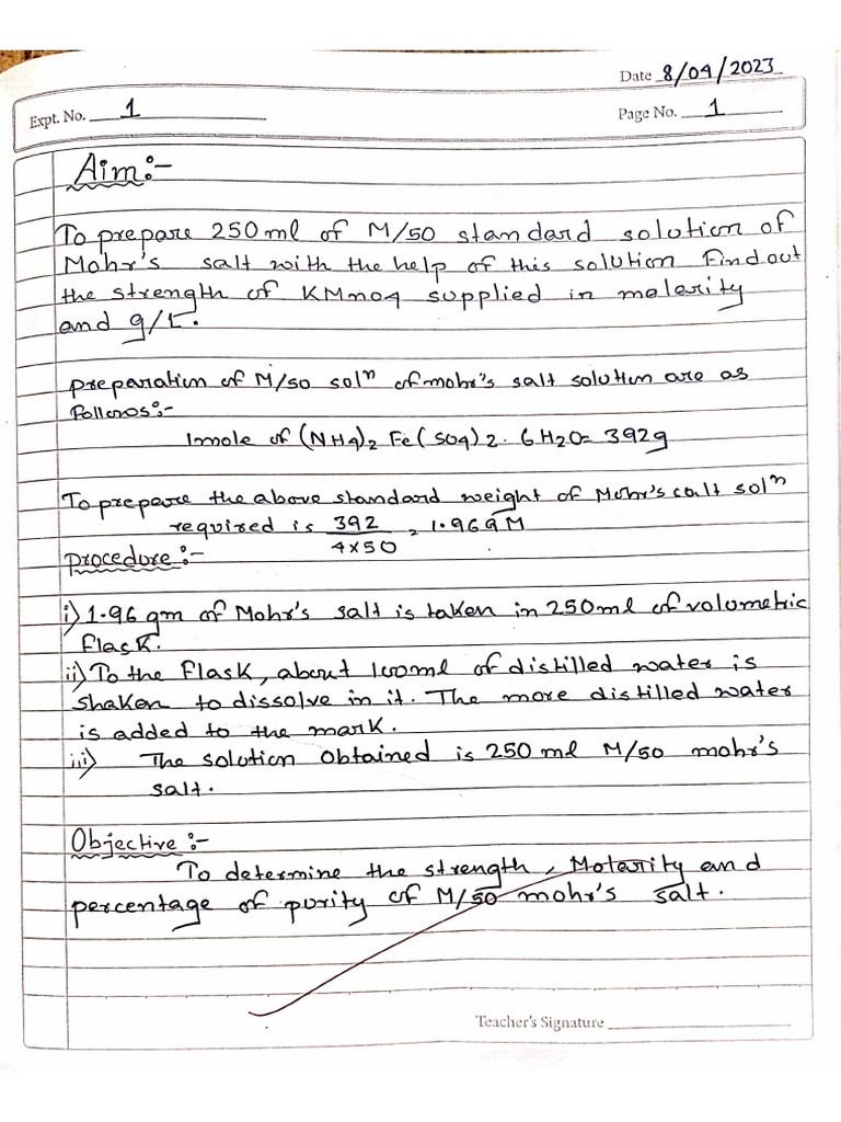 Chemistry Class 12 Practical | PDF