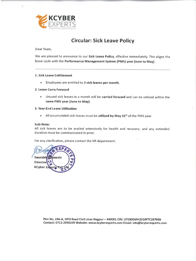 Sick Leave Policy | PDF