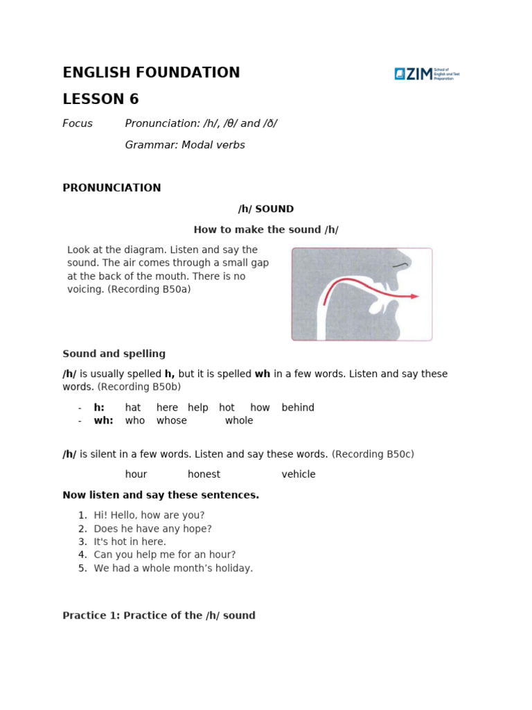 English Foundation - Speaking. Lesson 6.120 | PDF | Verb | English Language