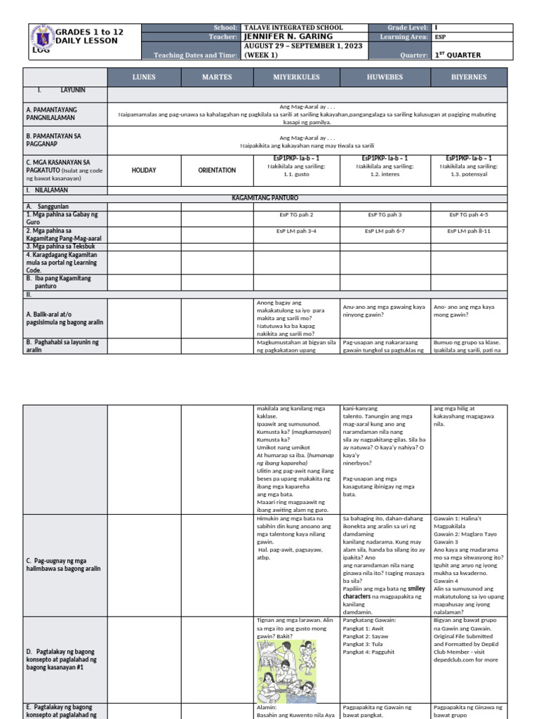 DLL Esp-1 q1 w1 W Orientation | PDF
