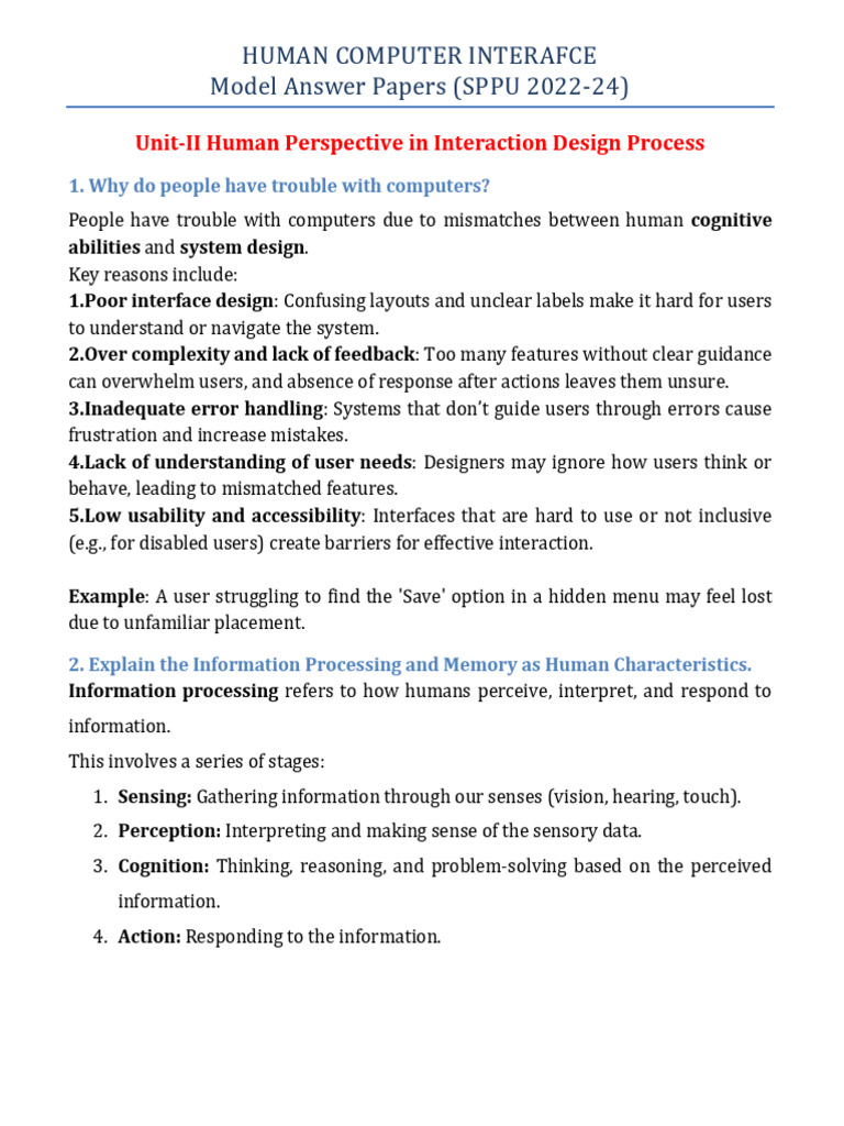 SPPU_HCI_UNIT 2 Questions_Answers | PDF | Command Line Interface | Graphical User Interfaces