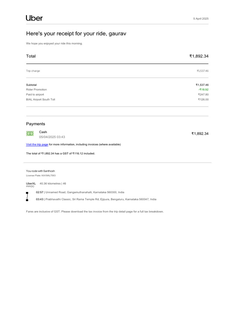 Uber Receipt | PDF
