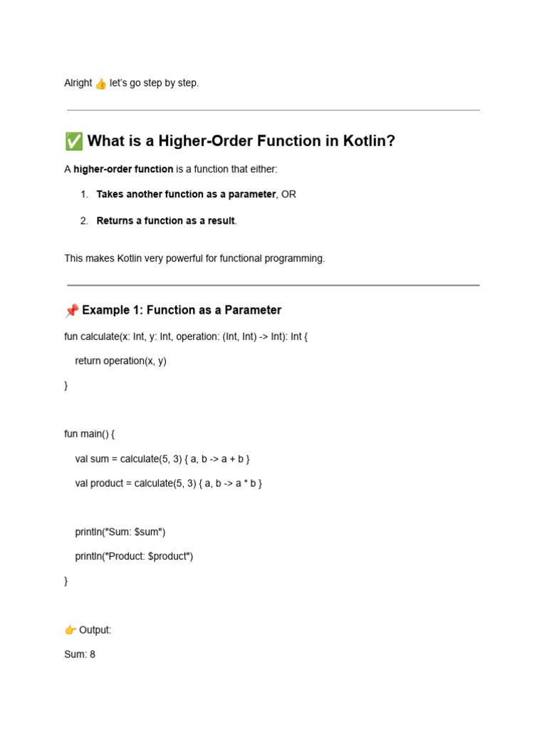 Higher-Order Function in Kotlin | PDF