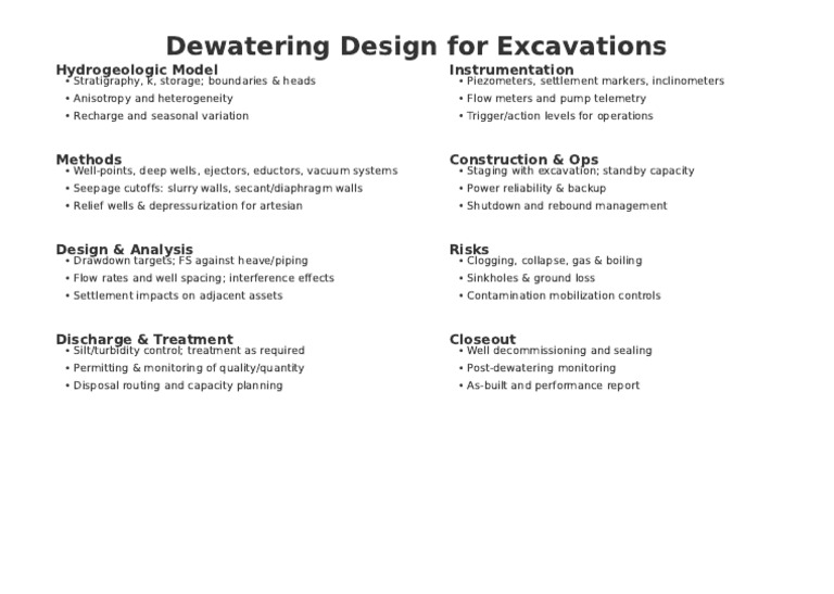 05 Dewatering Design For Excavations | PDF