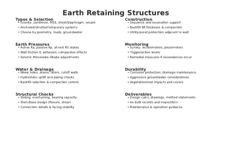 Earth Retaining Structures Guide | PDF