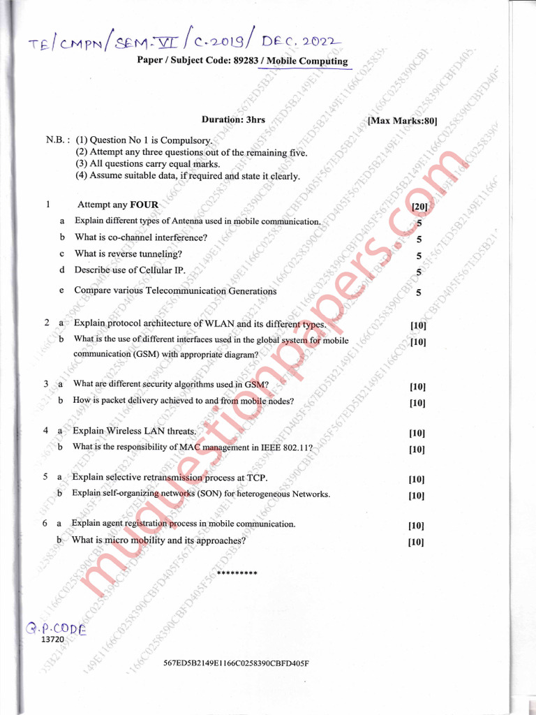MCC Pyq | PDF | Gsm | Computer Engineering