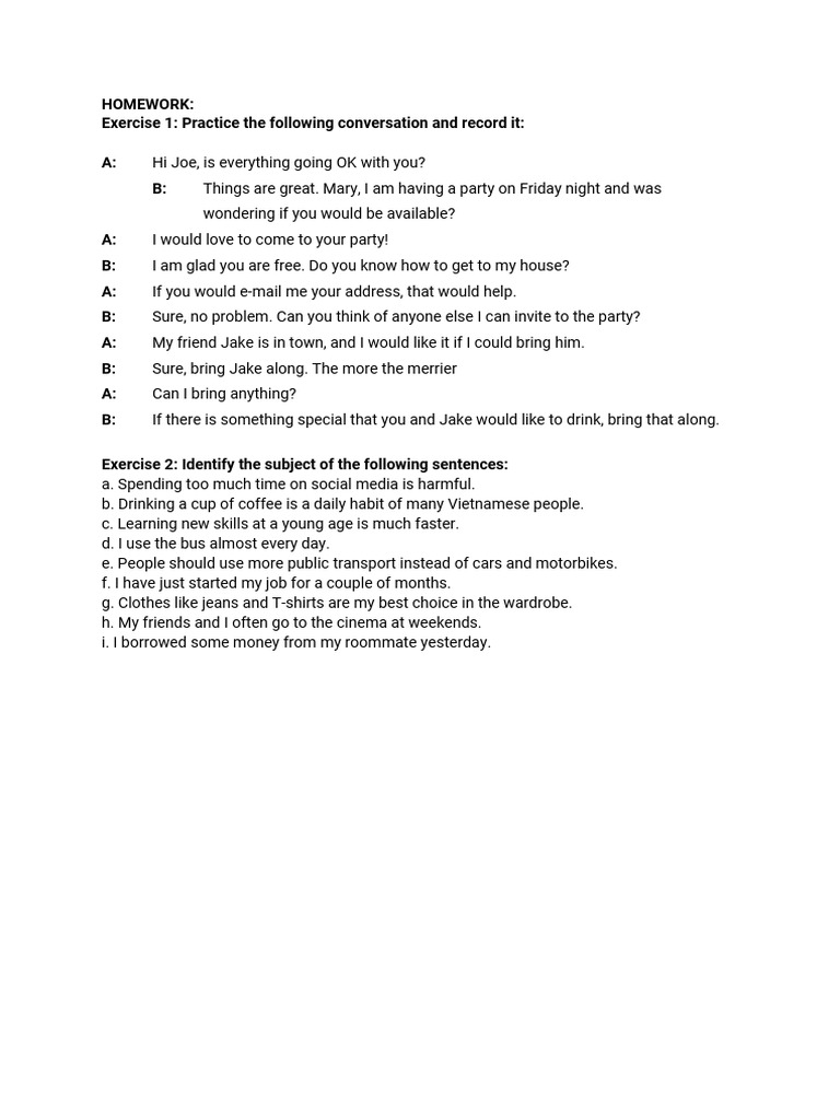 English Foundation. Homework 21 | PDF