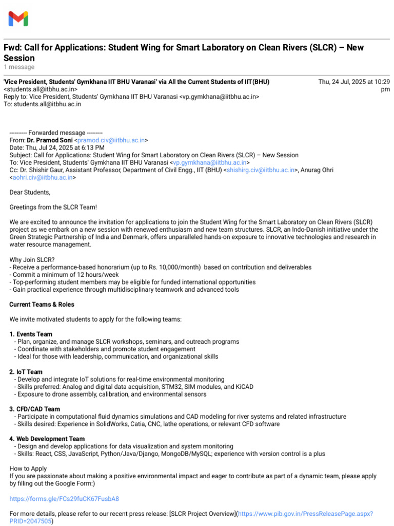 Gmail - FWD - Call For Applications - Student Wing For Smart Laboratory ...