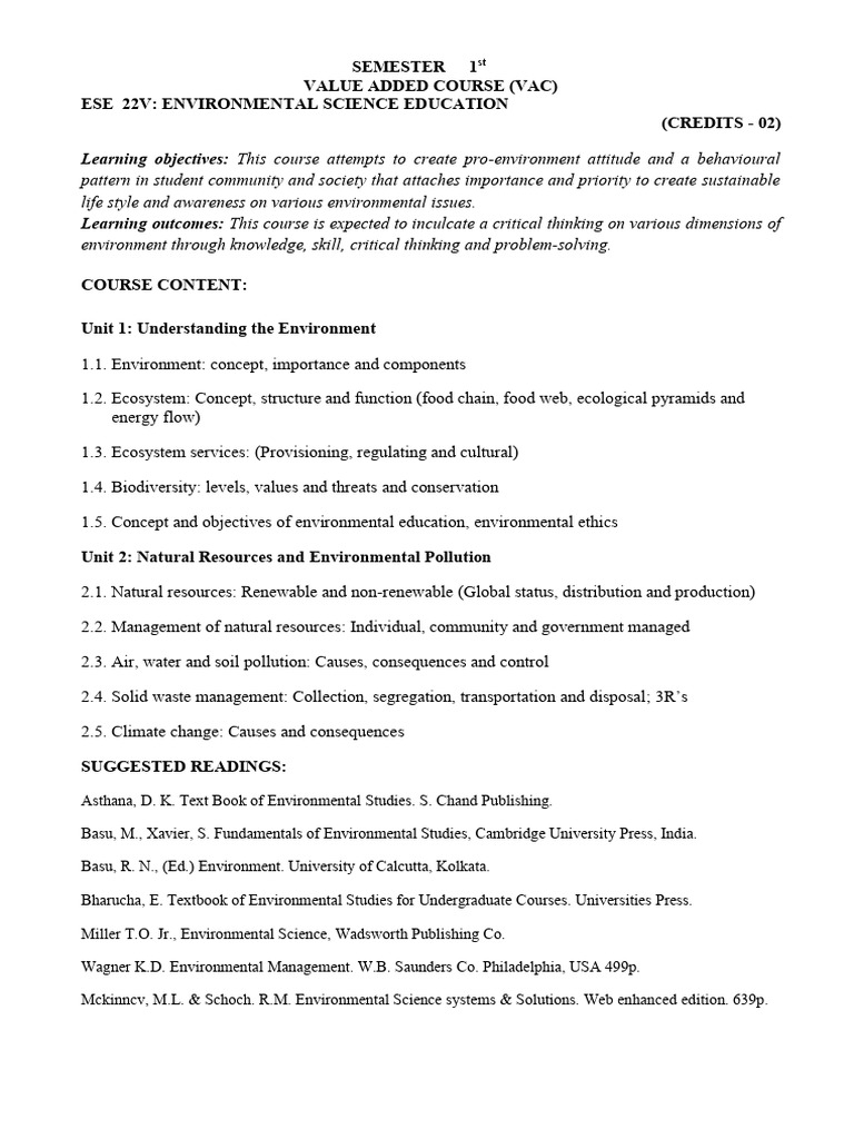 Environmental Science Education Overview | PDF