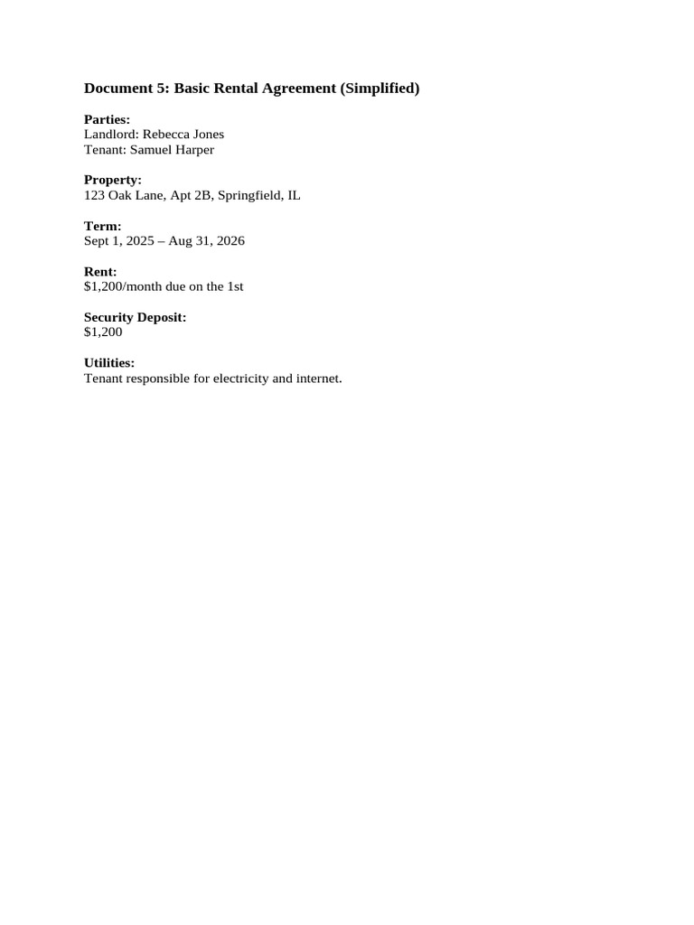 Basic Rental Agreement (Simplified) | PDF