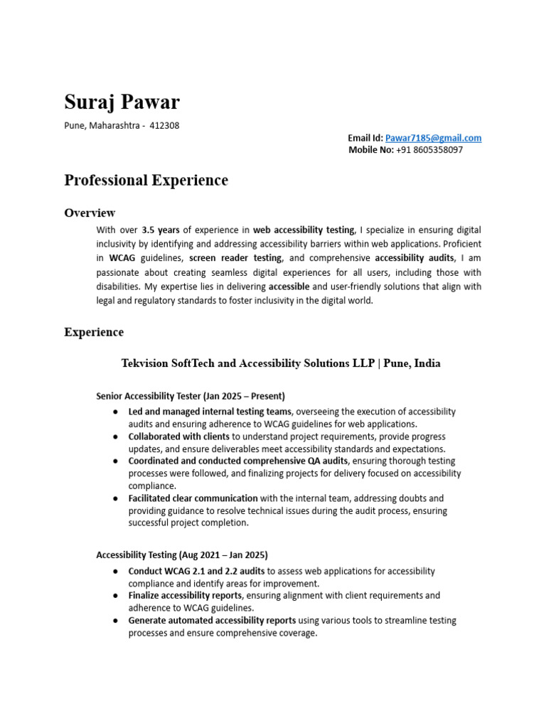 Suraj Pawar Resume - Docx 1 | PDF | Accessibility | Audit