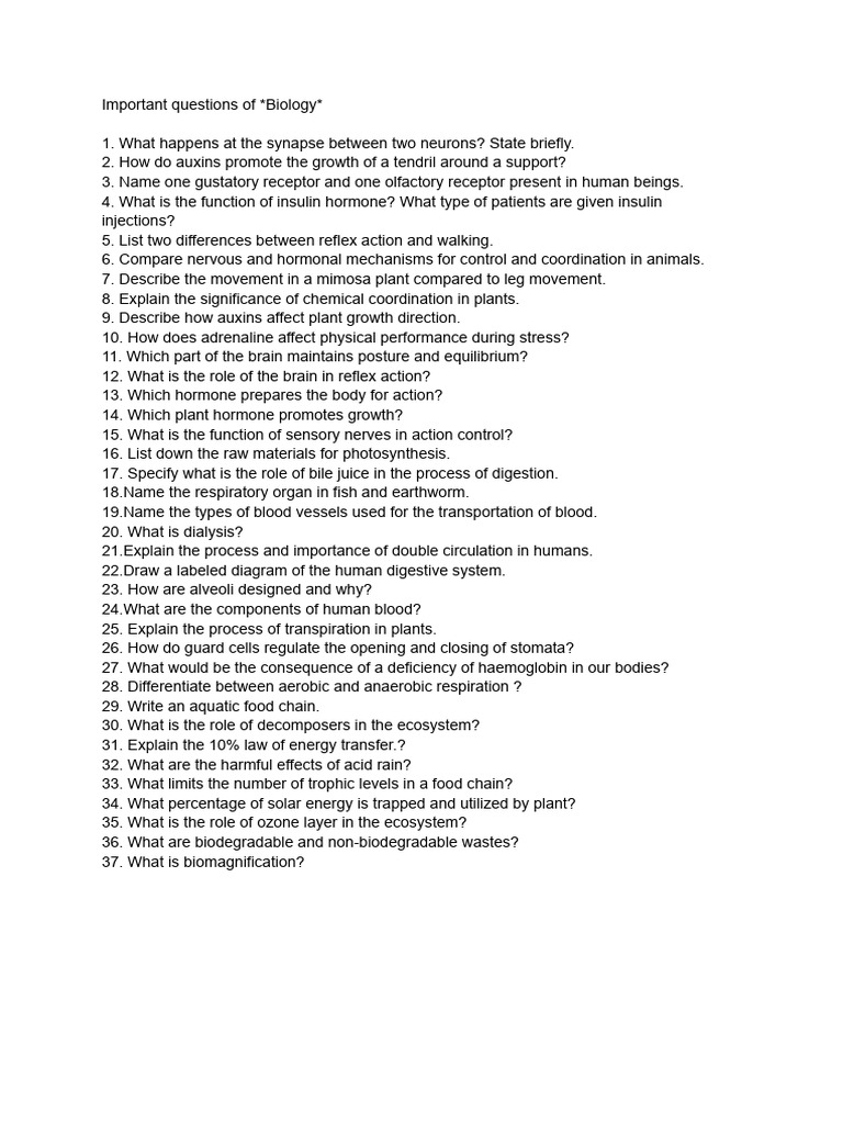 Key Biology Questions and Concepts | PDF