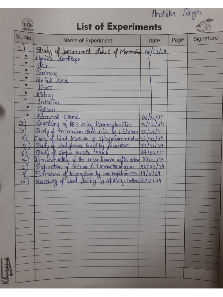 Zoology 2nd Sem Practical Register | PDF