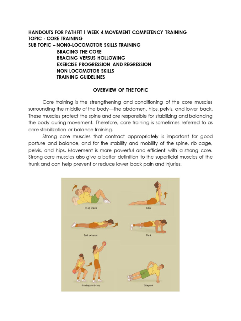 Core Training Handout for PathFit 1 | PDF | Pelvis | Abdomen