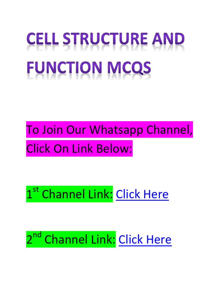 Cell Structure and Function McQs - MDCAT SQUADRONES | PDF