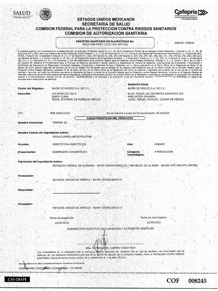 REGISTRO Cofepris | PDF