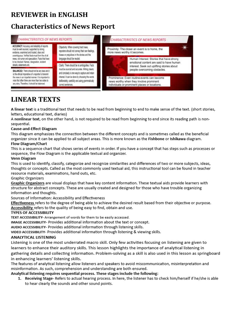Characteristics of News Reports Explained | PDF | Concept | Information