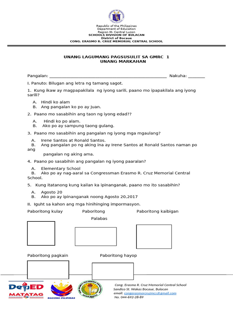 Unang Sumatibo Sa GMRC - Q1 | PDF
