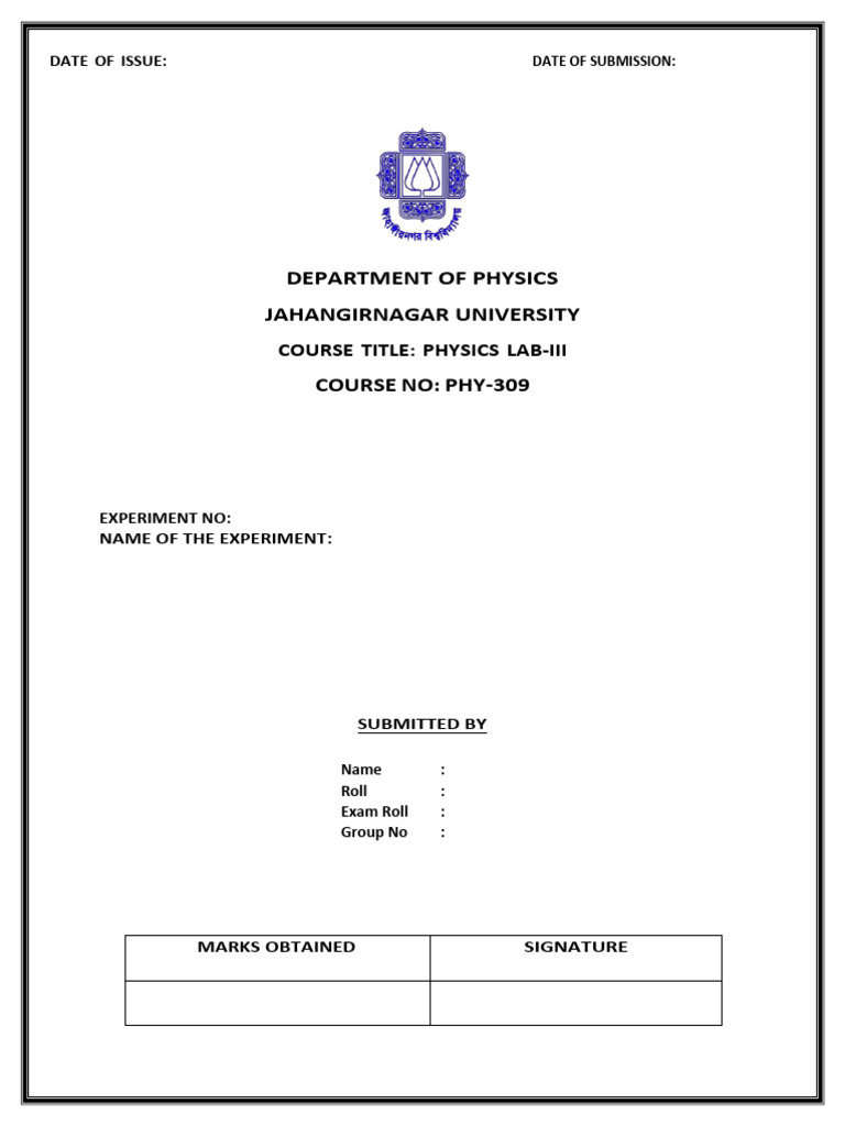 Physics Lab Cover | PDF