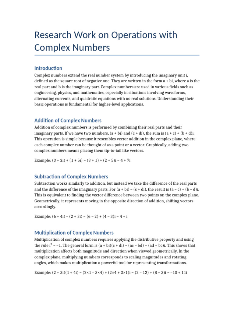 Operations with Complex Numbers Explained | PDF | Complex Number | Numbers