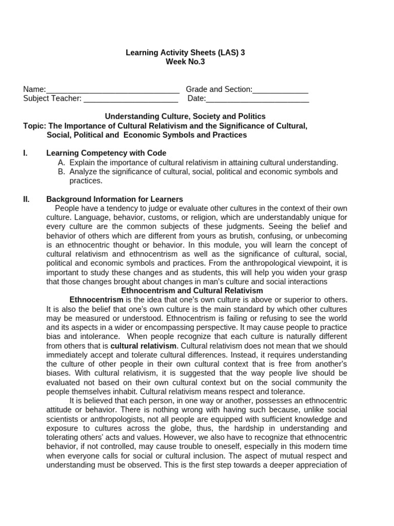 W3 Learning Activity Sheets | PDF | Neolithic | Civilization