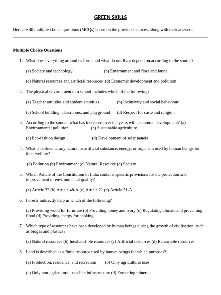 05-Green Skills - Class 9 | PDF | Water Pollution | Pollution
